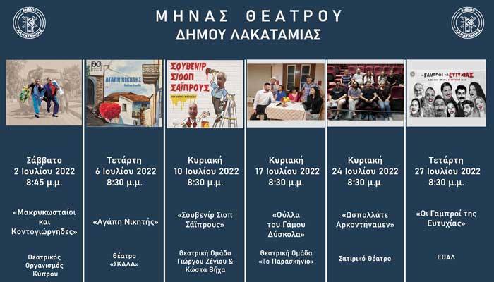Μήνας θεάτρου και φέτος ο Ιούλιος στο Δήμο Λακατάμιας